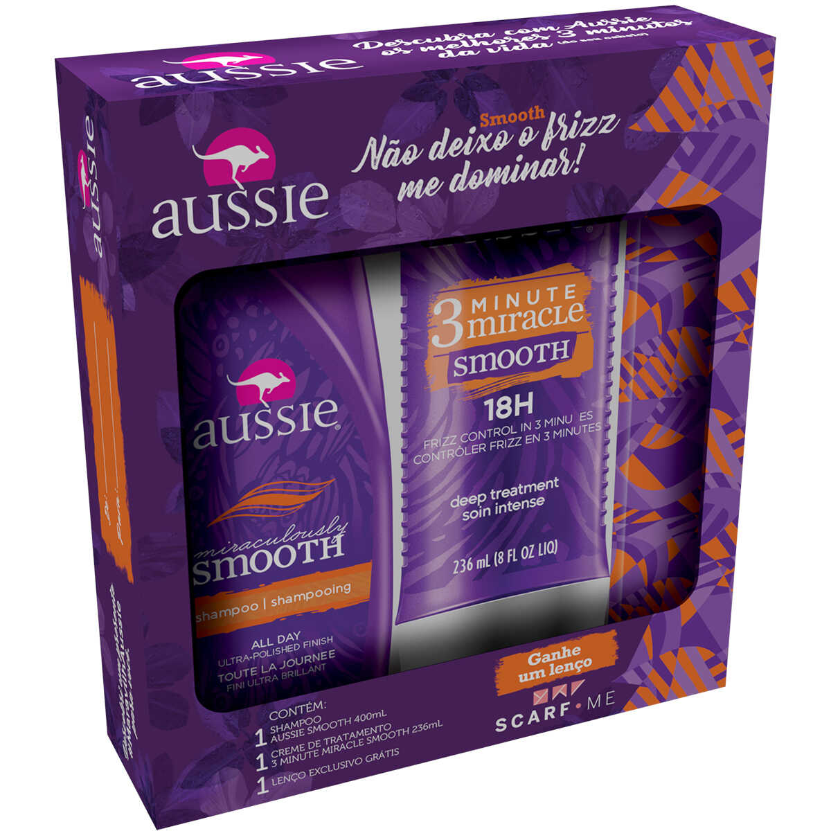 Kit Shampoo Aussie Miraculously Smooth + Smooth 3 Minute Miracle | App ...