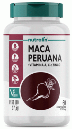 Maca Peruana + Vitamina A, C e Zinco, 60 Comprimidos. 625mg. Nutralin ...