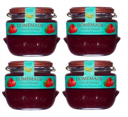 Kit com 4 Geléia Zero Biomassa de Banana e Morango Homemade | App Pharma