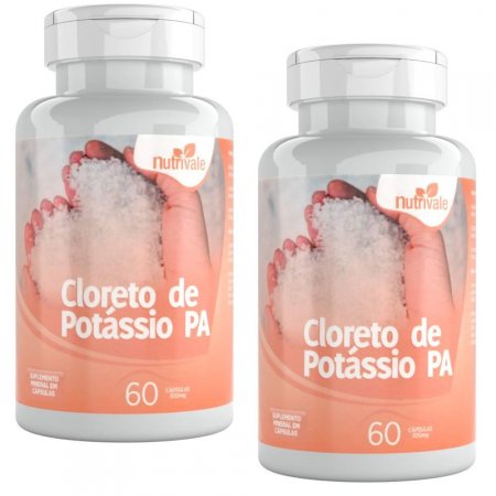 KIT 2X Cloreto de Potássio 500mg 60 cápsulas - Nutrivale | App Pharma