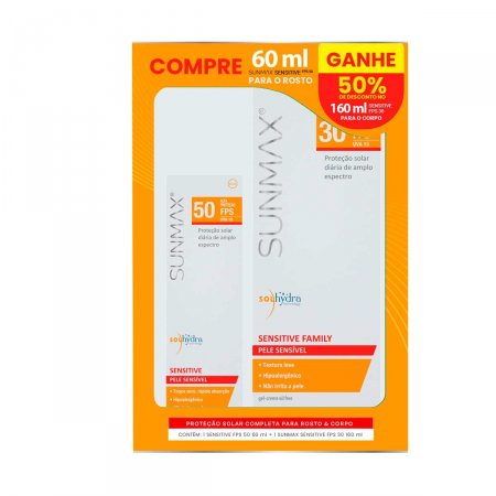 Kit Protetor Solar Sunmax Sensitive FPS50 com 60ml + Sensitive FPS30 ...
