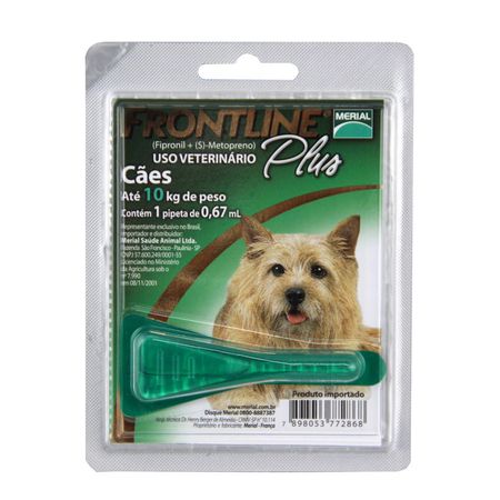 Frontline Plus Cães até 10kg Antipulgas e Carrapatos 0,67ml Merial ...